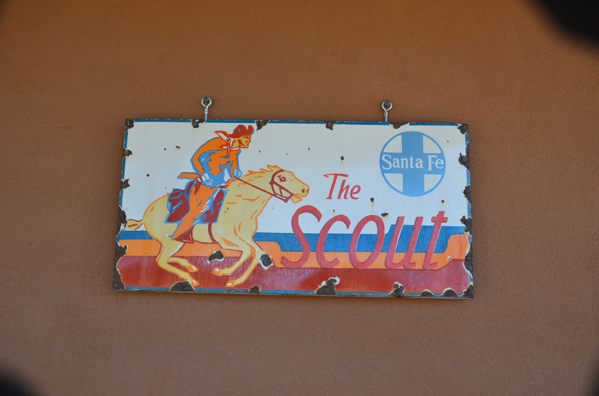 Vintage Porcelain Santa Fe Scout Railroad Sign – Verde Vintage Market